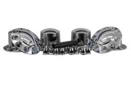CHROME FRONT & REAR AXLE COVER / CONE LUG NUT COVER KIT | 33MM (SIX WHEELS)